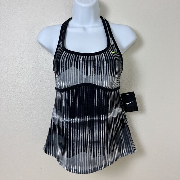 Nike | Swim | Nike Tankini Top Womens M Abstract Black White Green ...